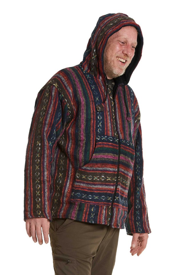 Mens Hippy Jacket, Mans Nepalese Baja Hippie Hoodie, Festival Clothing ...