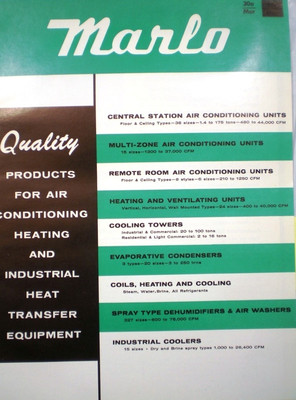 MARLO COIL Company Air Conditioning A/C Catalog ASBESTOS Mastic Heating ...