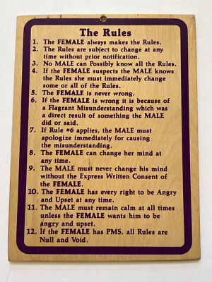 The Female Always Makes the Rules Vintage Wood Hanging Sign Man Cave ...