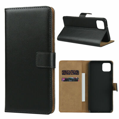 For Google Pixel 4 4XL Black Genuine Leather Business Wallet Card Case ...