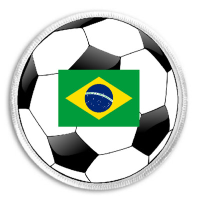 Soccer Ball Brasil Flag - 3" Sew/Iron On Patch Brasilian Brazil Team ...