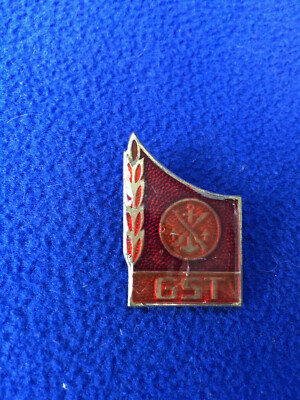GST DDR east germany WWII military INSIGNIA pin SHIELD crest PROPAGENDA ...