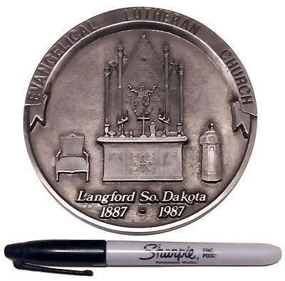1887-1987 EVANGELICAL LUTHERAN CHURCH BIG ROUND MEDAL SIGN - LANGFORD ...