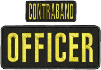 Officer and Contraband embroidery patch 4x10 and 2x5 hook gold on black ...