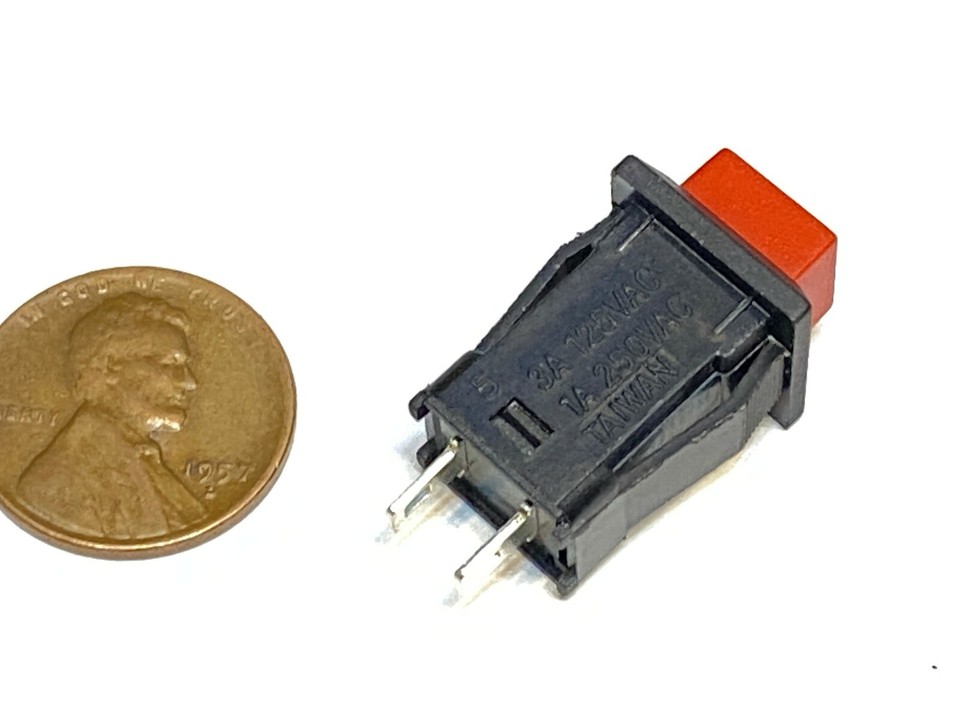 5 Pieces square RED push button switch Latching latch normally open N/O ...