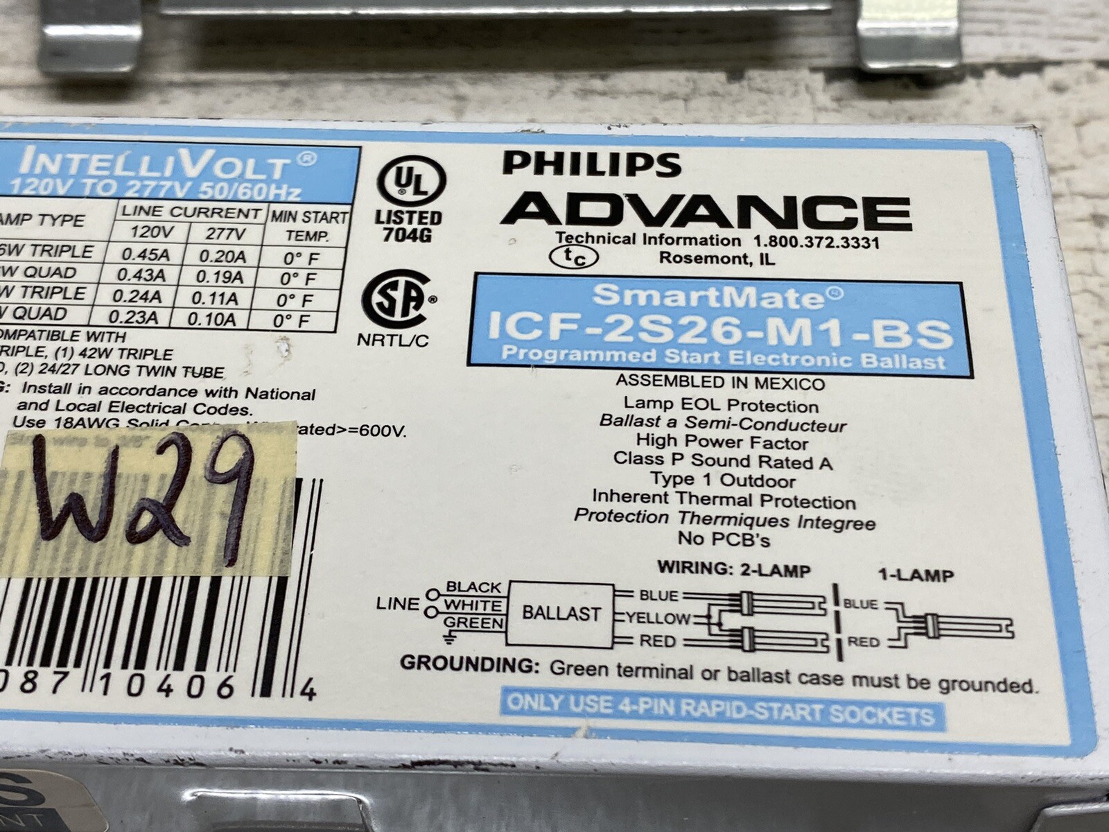 Phillips Advance ICF-2S26-M1-BS Compact Fluorescent Ballasts 120-277V ...