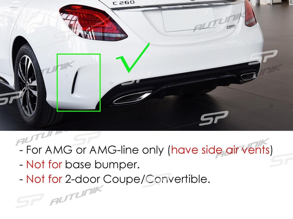 Rear Diffuser + Silver Exhaust Tips For Mercedes W205 C250 C300 C43 AMG ...