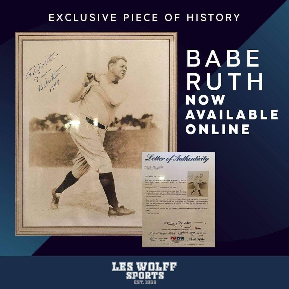 Babe Ruth Autographed 8x10 Photo. PSA Certified. Personalized And Dates ...