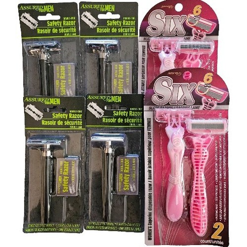 Assured Razors Double Edge Chrome Shaving Safety 6-Blade Disposable Set ...