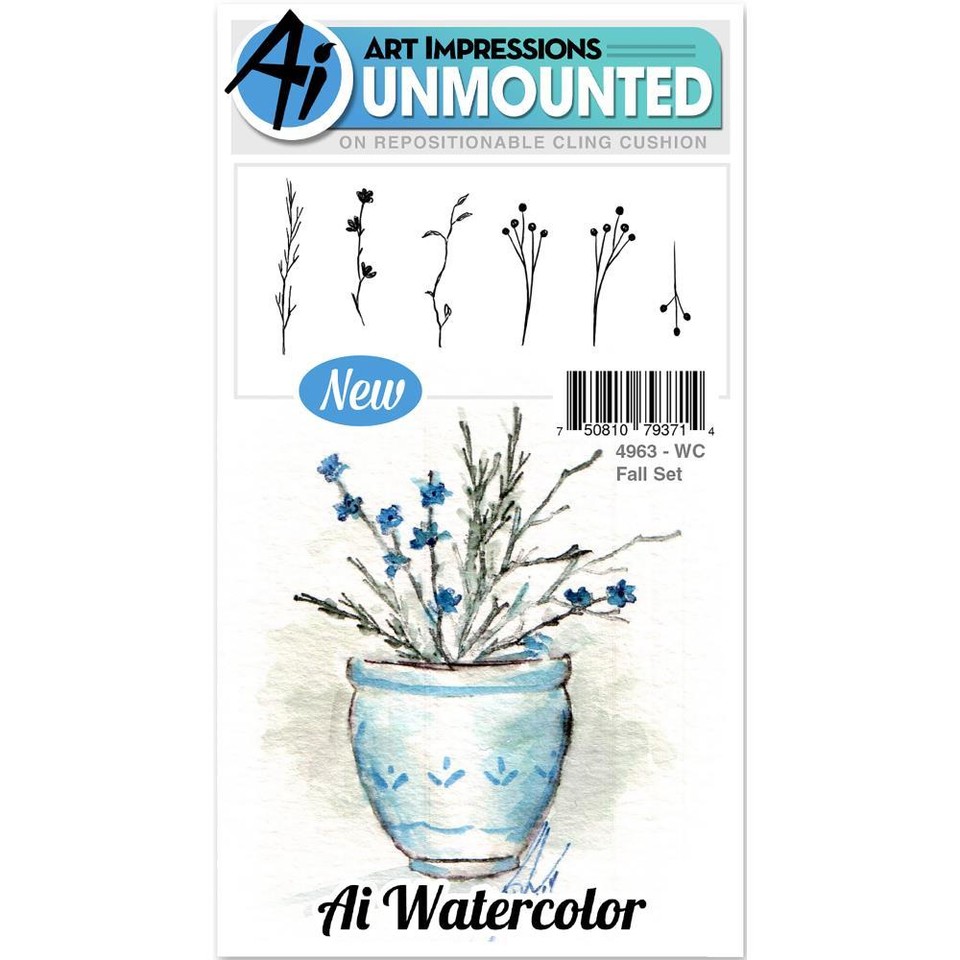 Art Impressions Watercolor Stamp Set Flowers Foliage, Trees, Birdhouse ...