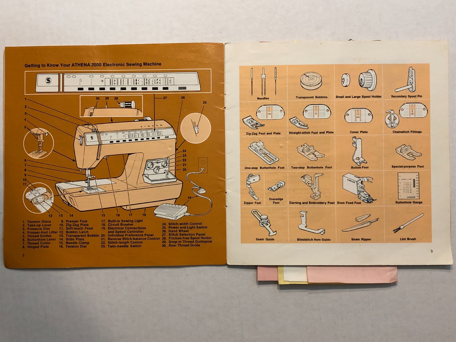 VTG Singer Athena 2000 Solid-State Electronic Sewing Machine Operator's ...