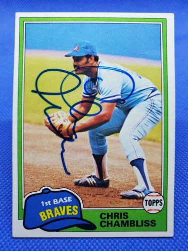1981 Topps CHRIS CHAMBLISS Autograph Baseball card ATLANTA BRAVES #155 ...