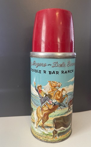 Vintage 1950s Roy Rogers & Dale Evans Double R Bar Ranch Metal Thermos ...