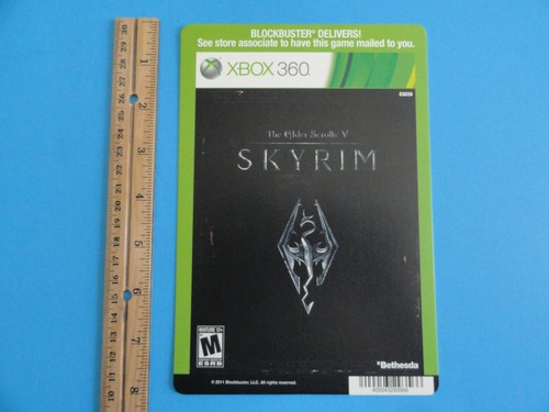 XBOX 360 ELDER SCROLLS V SKYRIM BLOCKBUSTER VIDEO BACKER CARD 5"X8" NO ...
