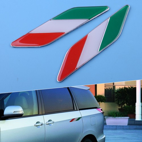 1 Pair of Italian Flag Car Fender Door Side Emblem Emblem Sticker Decal ...