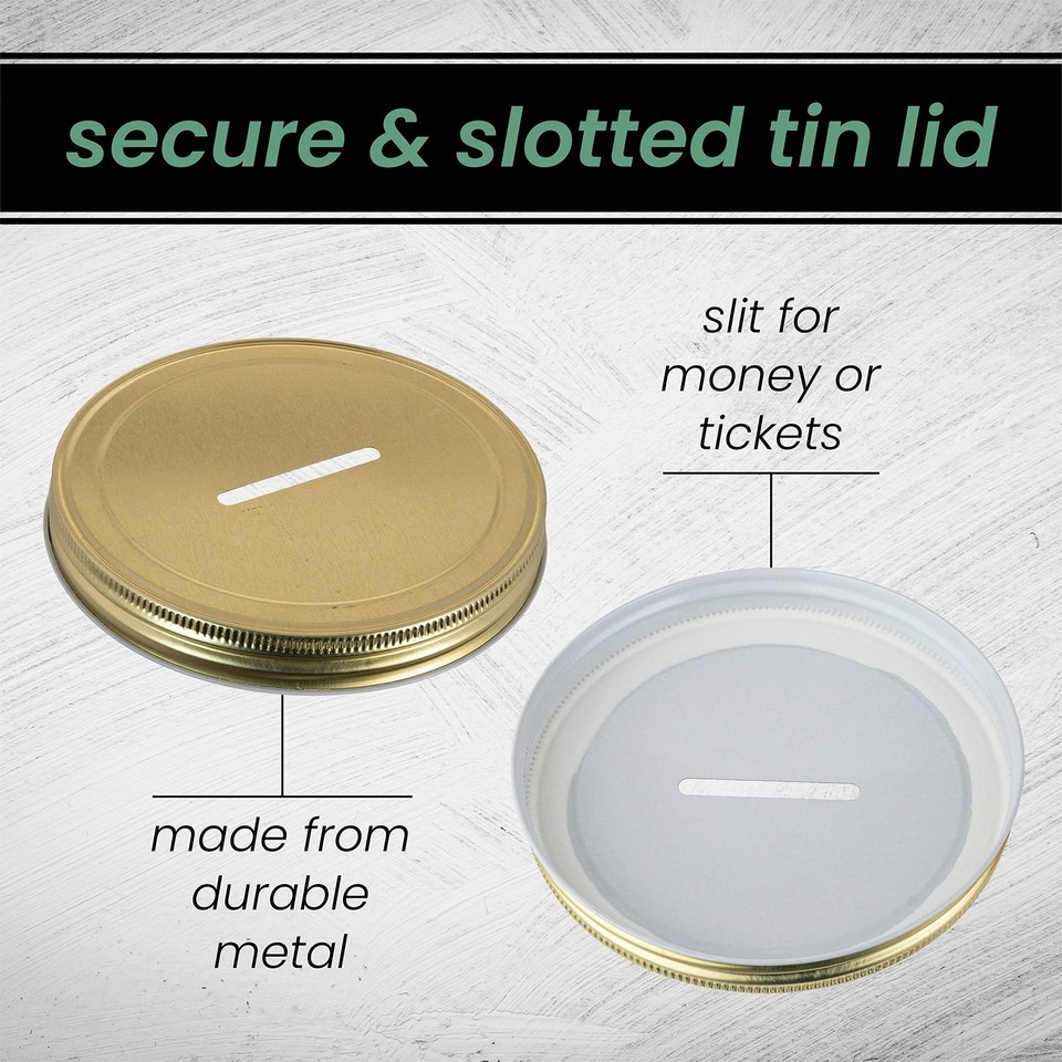 Large Coin Bank Jar Half Gallon with Gold Lid Holds $1450 Piggy Bank ...