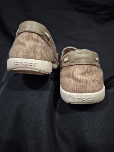 Crocs Walu Tan Slip On Canvas Loafer Boat Shoes 14391 Women's Size 6 | eBay