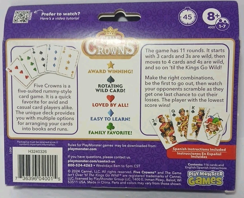 Five Crowns- Five Suited Rummy Style Card Game Fun Deck Classic | eBay