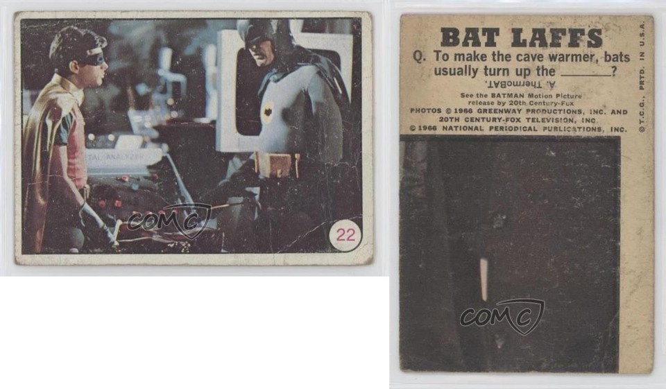 1966 Topps Batman Bat Laffs Robin Burt Ward Adam West (Movie Promo on ...