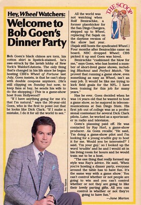 1990 TV ARTICLE ~ BOB GOEN hosts WHEEL OF FORTUNE GAME SHOW EDWARD ...
