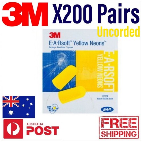 3M E-A-R Soft Yellow Neons Uncorded Earplugs 200 Pairs NRR33 312-1250 ...