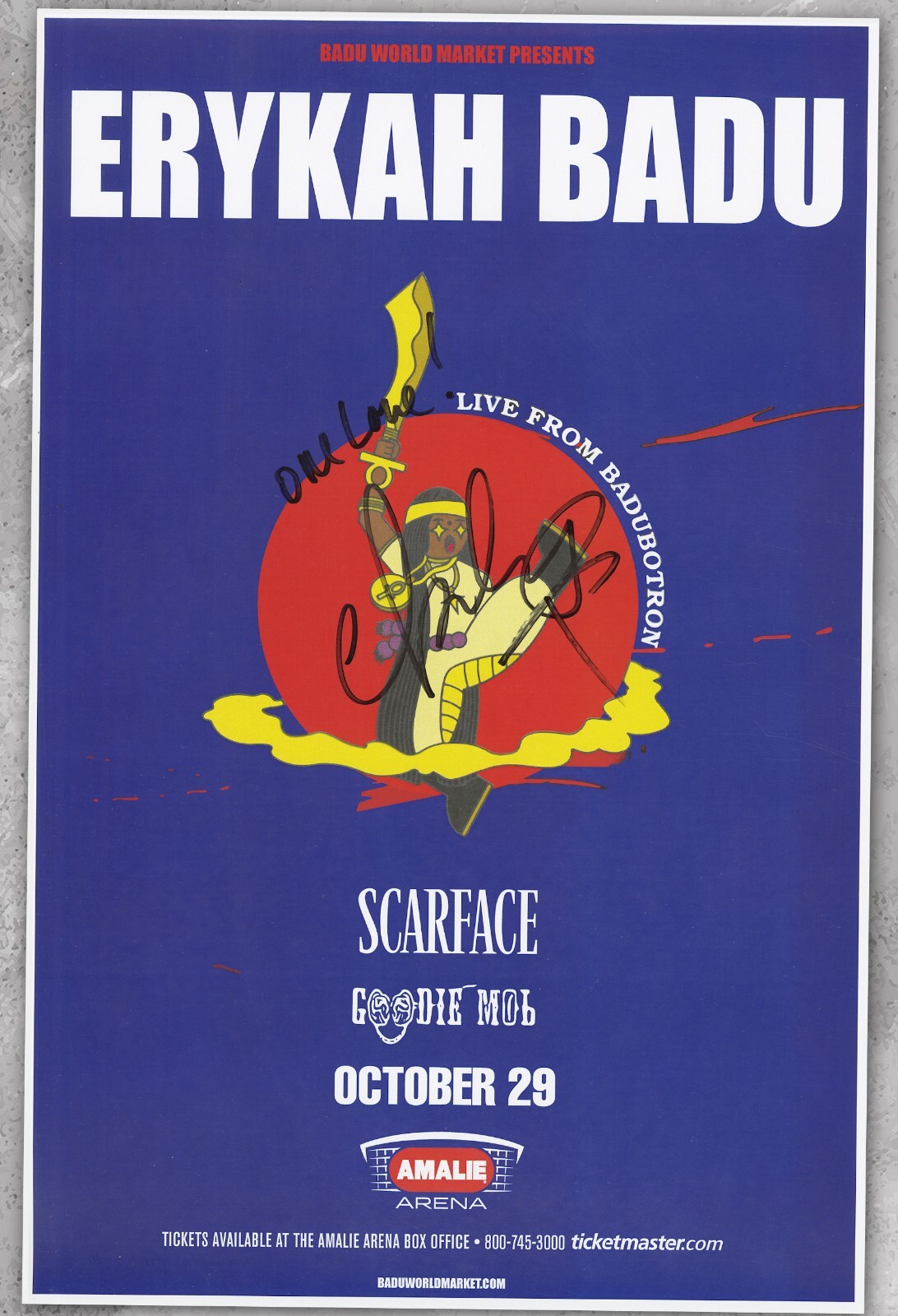 Erykah Badu autographed gig poster | eBay