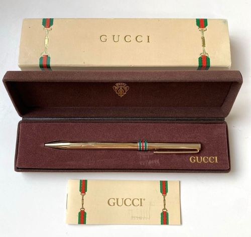 GUCCI Sherry Line Silver Twisted Ballpoint Pen (No ink) wz/Box&Manual ...