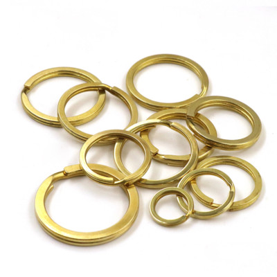 Solid Brass Flat Keyring Split Key Rings Hoop Loop Keychain 15 20 25 30 ...