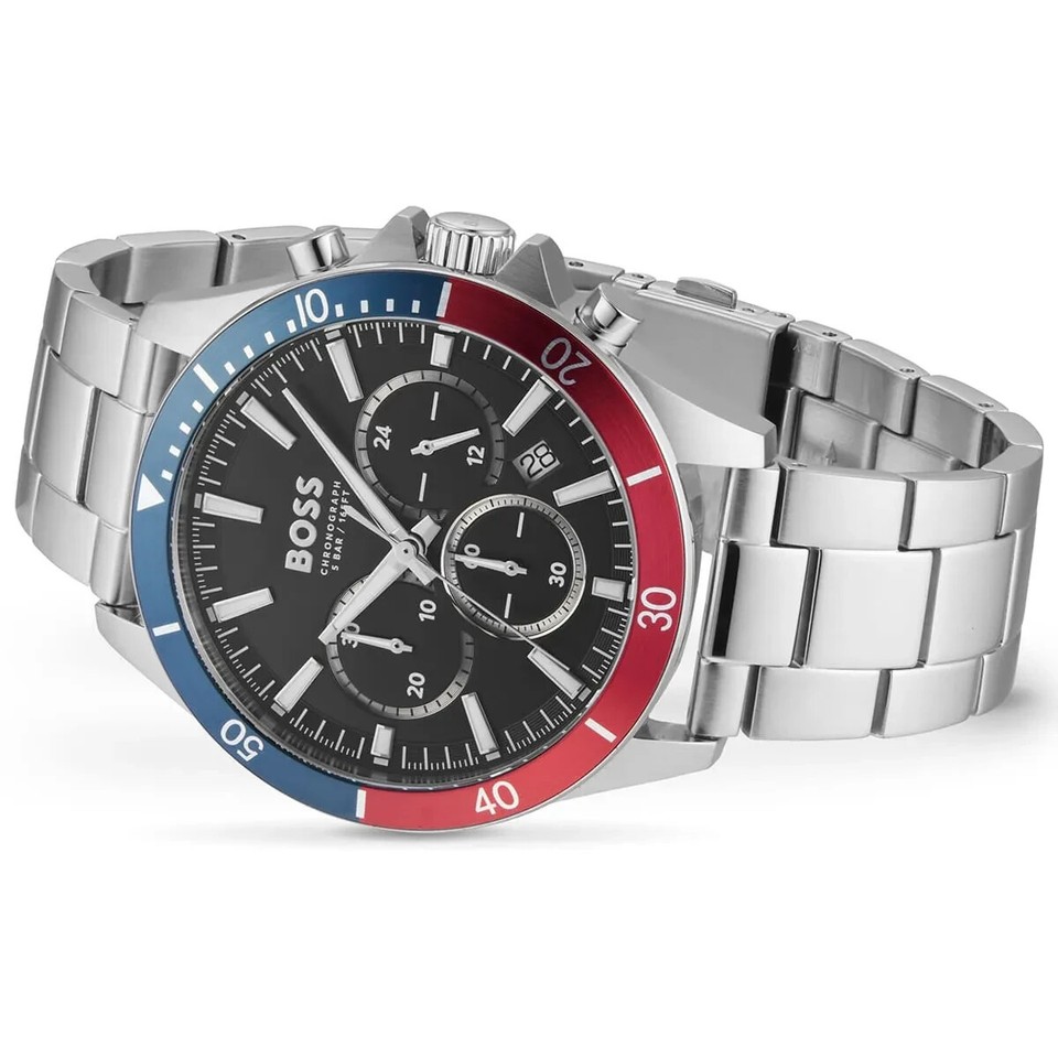 NEW HUGO BOSS HB 1514108 TROPER SILVER BLACK DIAL WATCH - NEXT DAY DEL ...