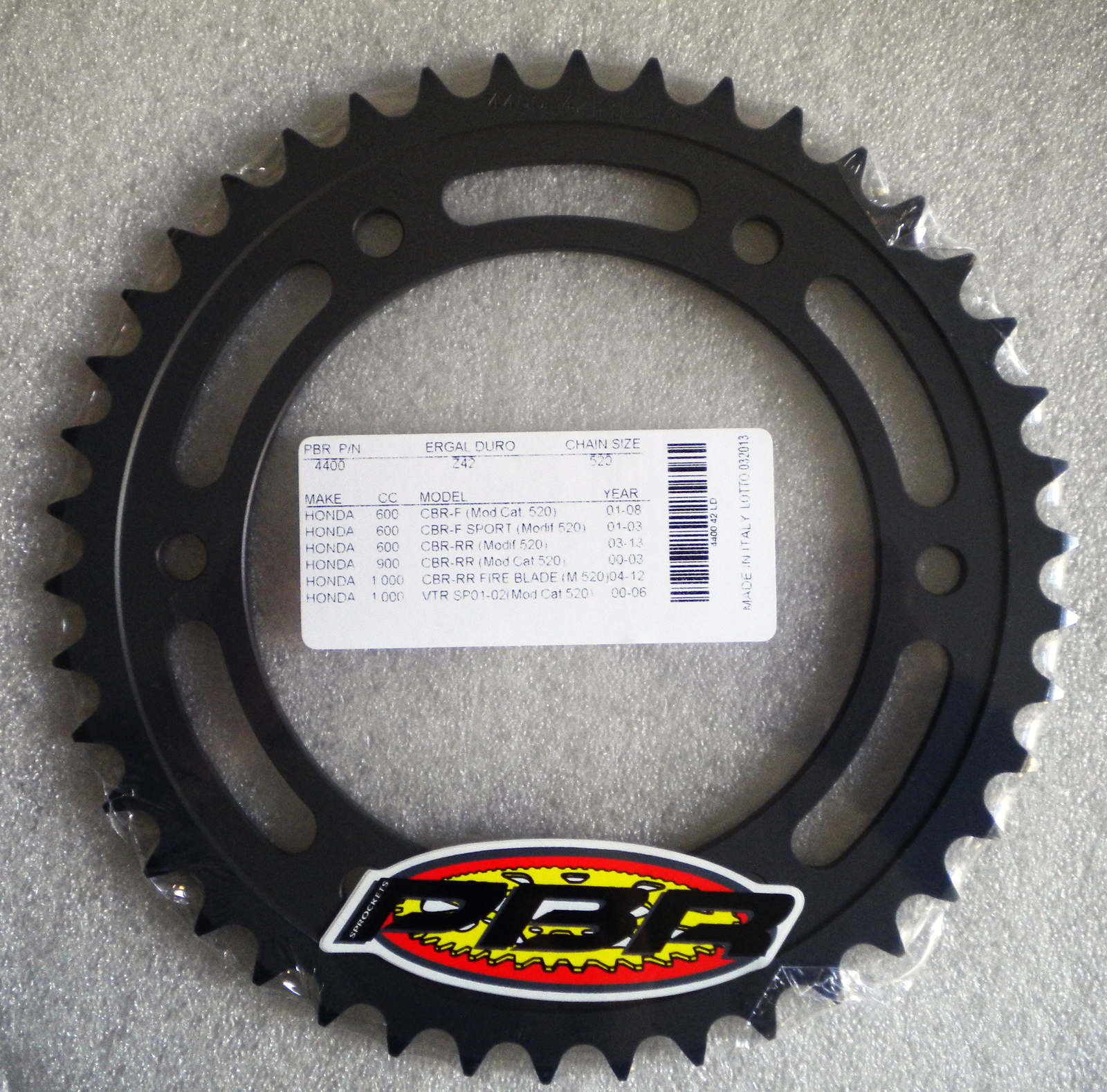 Honda VTR 1000 SP-1 2000 > 2001 PBR HARD ERGAL CROWN 520 NOT 44 TEETH ...