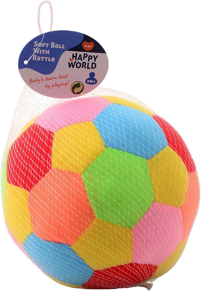 Johntoy 22034 Happy World Ball with Rattle Diameter 18 cm Multi ...