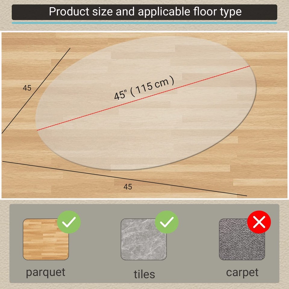 Office Chair Mat for Hardwood Floor & Tile, Floor Protector,Round Floor ...