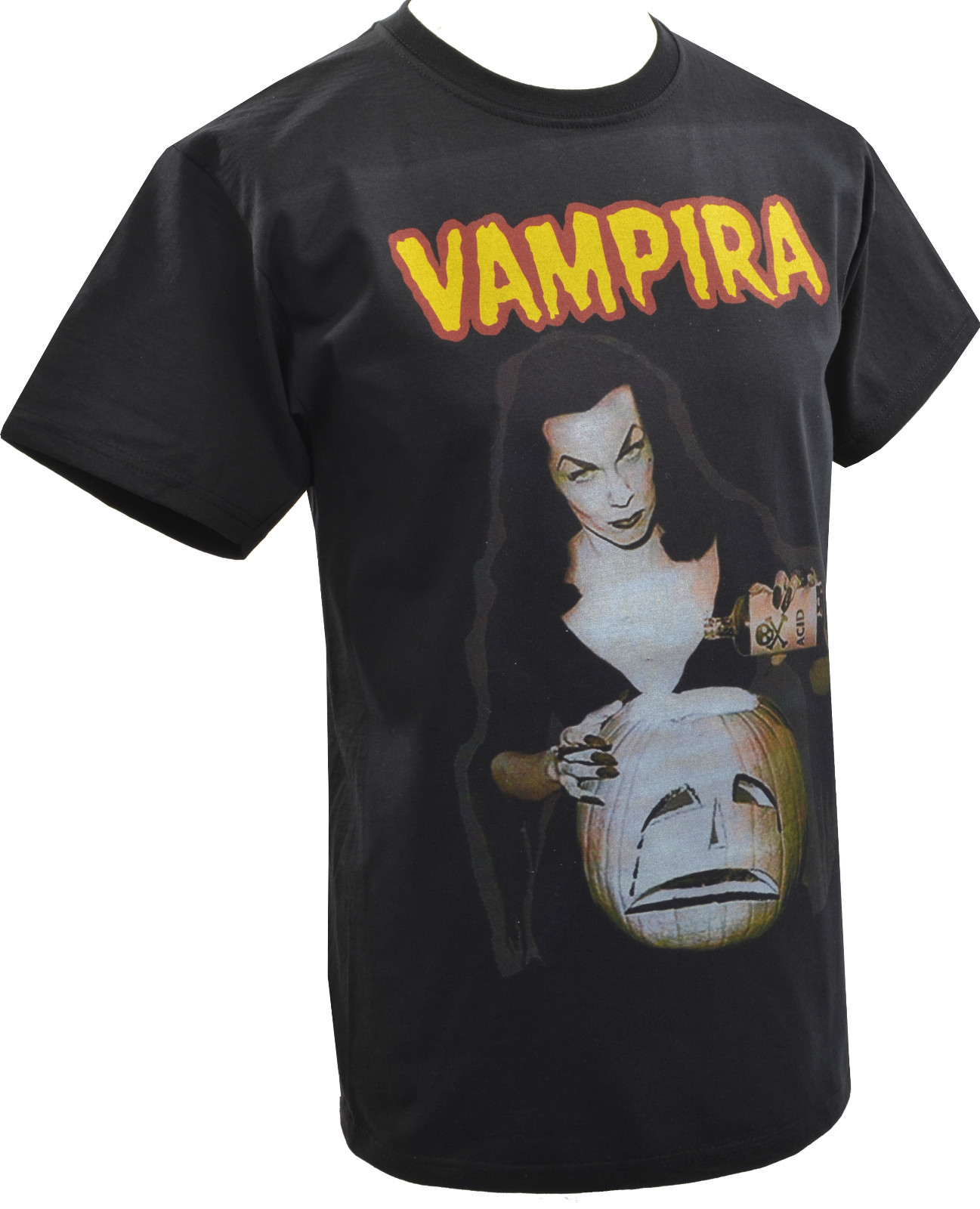 Mens Vampira T-Shirt Vintage Vampire Pin-up Pumpkin Halloween Poison S ...