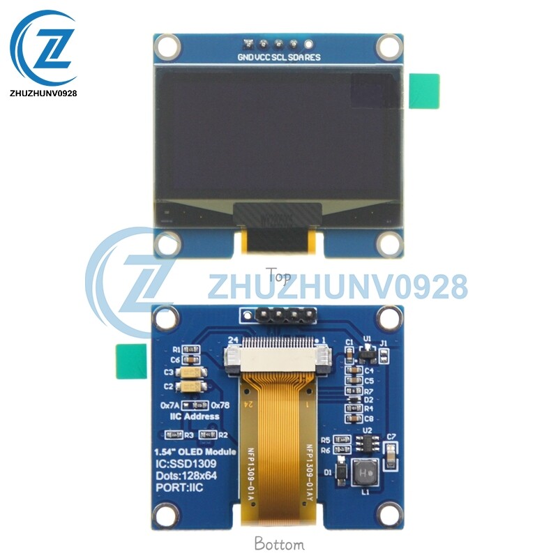 Oled Arduino Fepart 1.54" Module - 128x64 SSD1309 Screen With SPI/I2C ...