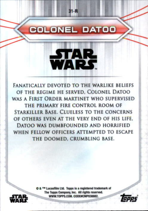 Colonel Datoo 2020 Topps Chrome Star Wars Perspectives Card #31-R | eBay