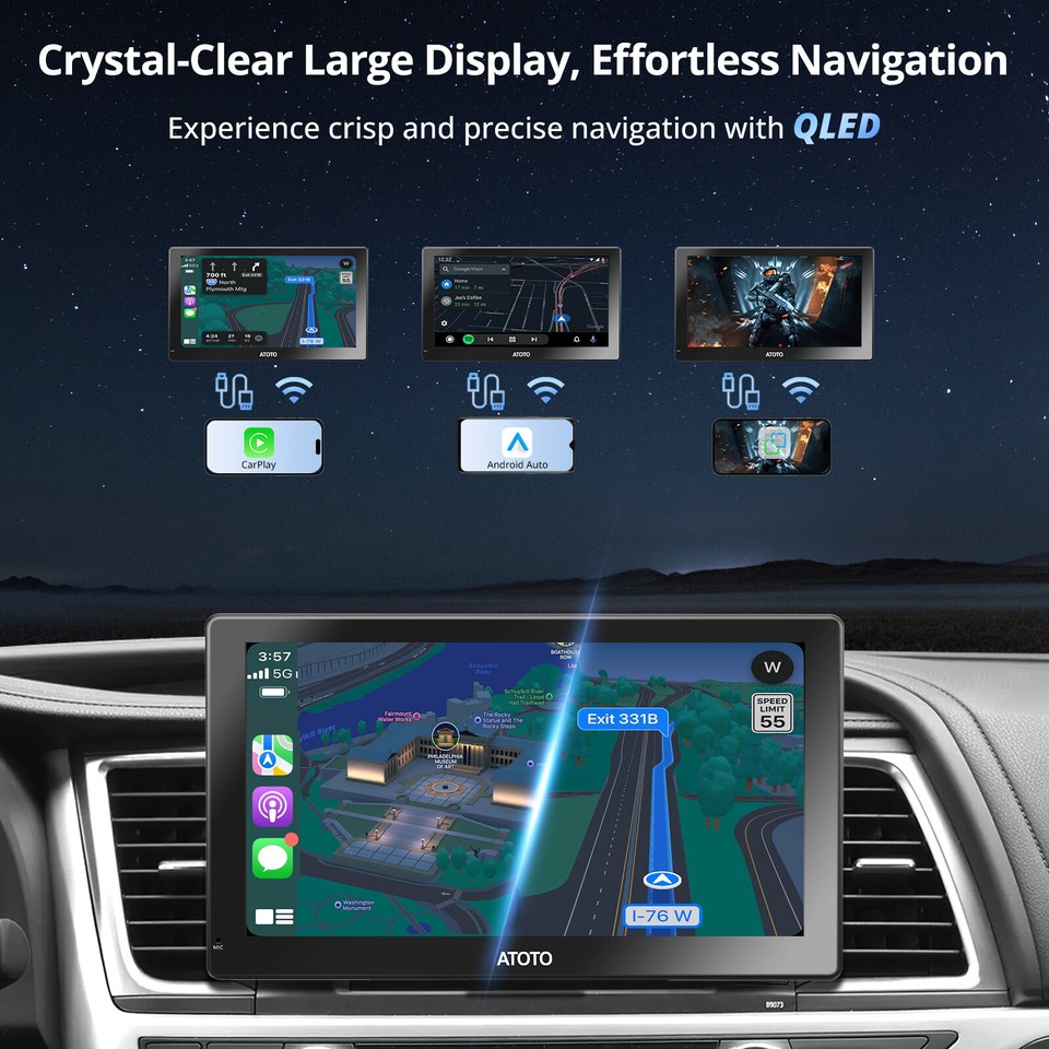 ATOTO P9 9" Portable Car Stereo 4G+32G 4GLTE 2BT Wireless CarPlay ...