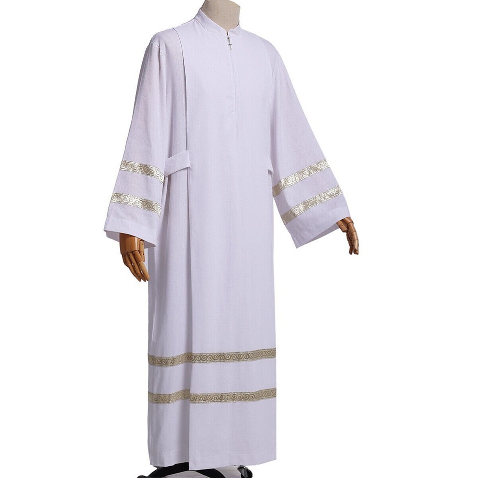 Clergy White Alb Religiouss Pleated Alb Clerical Priest Pastor Robe in ...