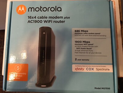 Motorola MG7550 16x4 High Speed Cable Modem Plus AC1900 WiFi Router ...