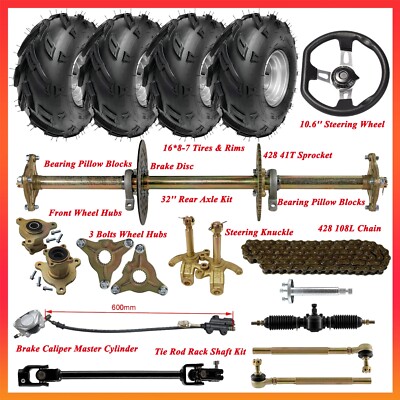 32" Rear Axle Kit + 7" Wheels For Drift Trike ATV Quad Buggy Go Kart ...