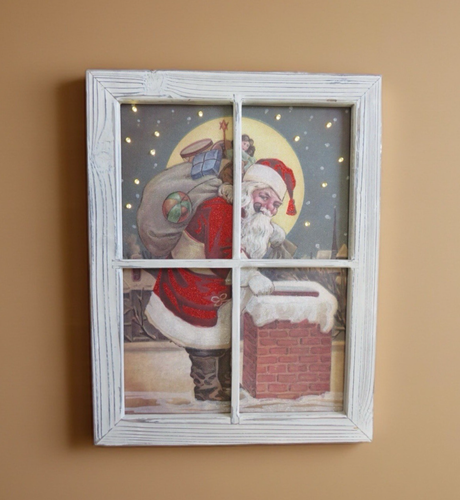 Primitives by Kathy Wood Framed Christmas Santa 19" x 14.5" LED Light ...