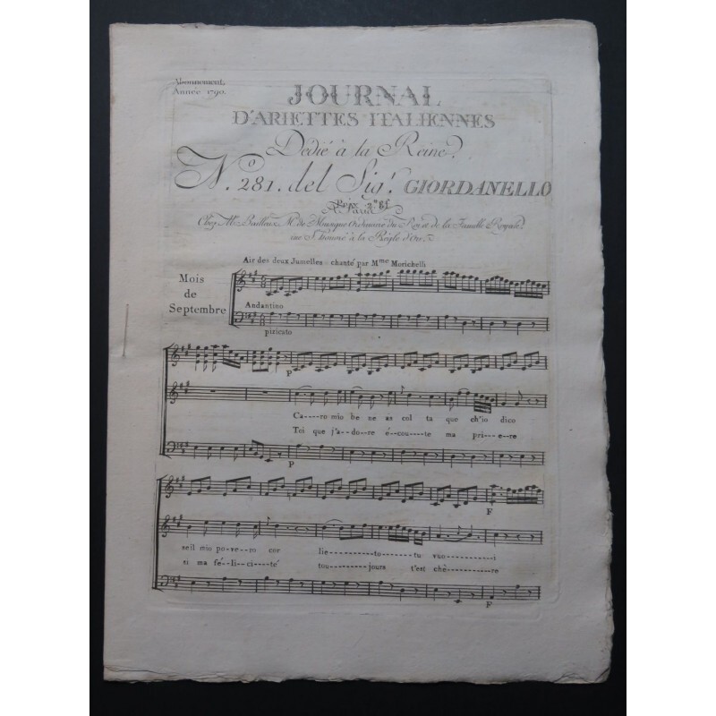 Giordani Giuseppe Caro Mio Bene Singer Orchestra 1790 | eBay