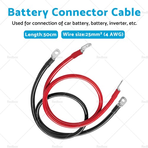 50cm 12V Battery joiner Connector Lead DC Wire 100 Amp Cable & lugs Red ...