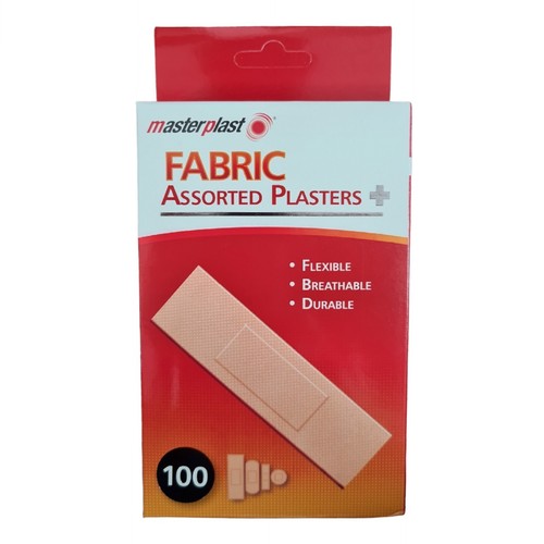 Masterplast Plasters Fabric Assorted 100 Pack Flexible, Durable and ...