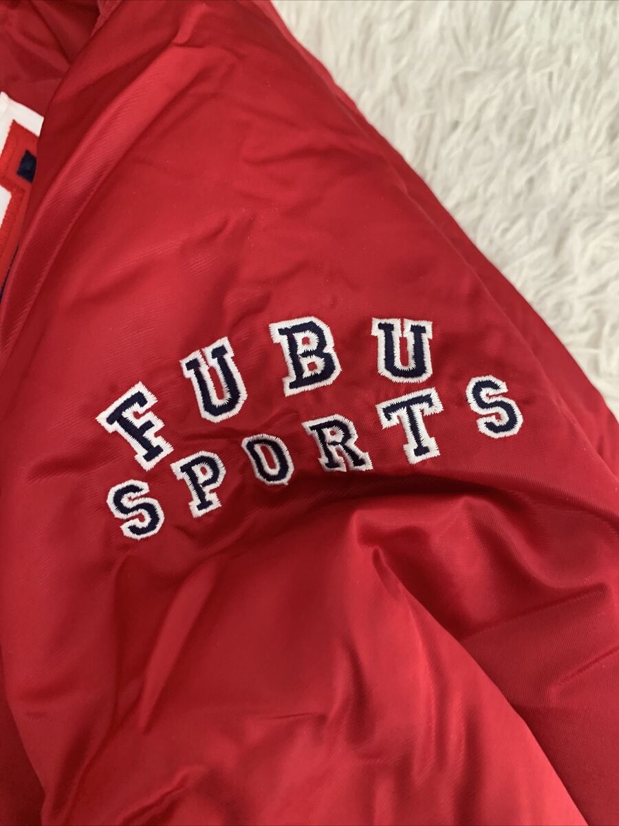 Rare Vintage FUBU Varsity Satin Bomber Jacket Coat Red Mens Rare Vintage FUBU Varsity Satin Bomber Jacket Coat Red Mens