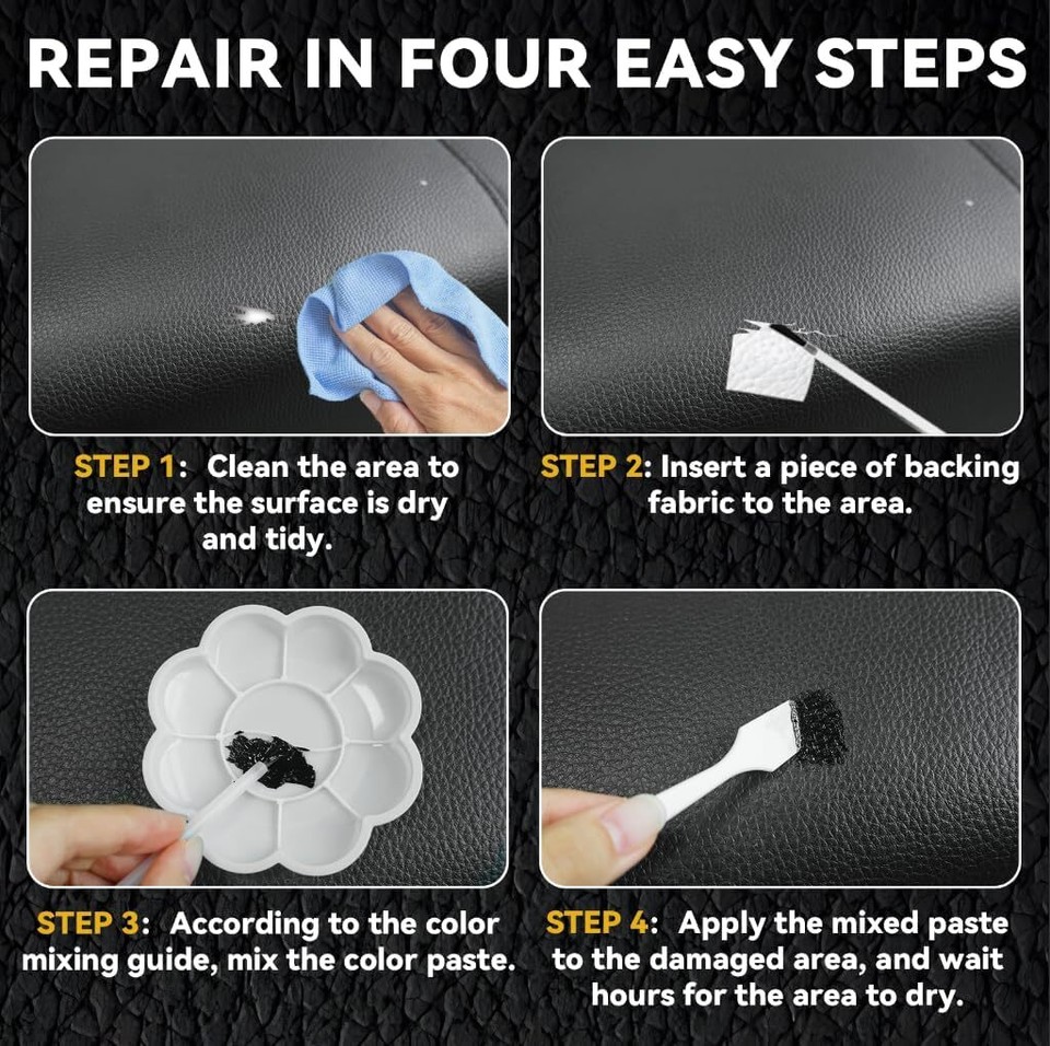 Black Leather Repair Kit for Furniture, Leather Seat Repair Kit for ...