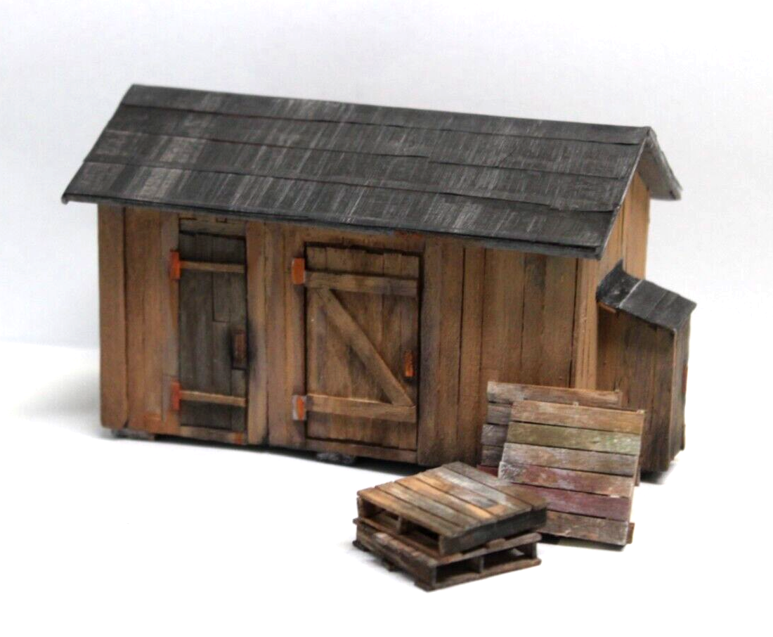O Scale Scratch Built Tool Shed and 4 pallets Free Shipping Weathered ...