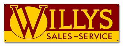 WILLYS SALES SERVICE JEEP AUTOMOBILE 18" HEAVY DUTY USA MADE METAL AUTO ...