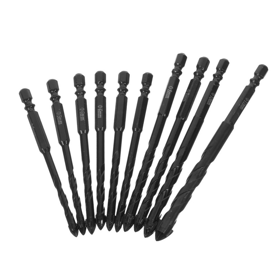 10pcs Masonry Drill Bits For Concrete Glass - 5/6/8/10/12mm Assortment ...