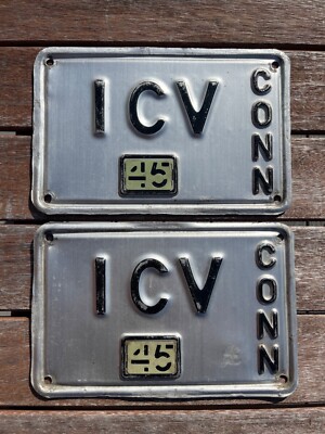 1945 Connecticut vanity license plate pair ICV | eBay