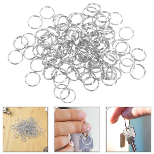 100 Pcs Stainless Steel Color Small Iron Ring Key Split Rings Chain for ...